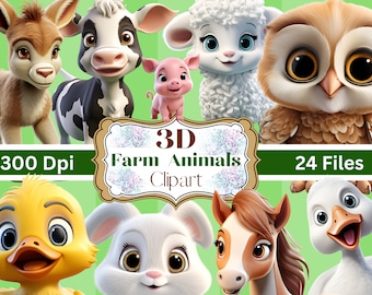 Set of 24 Pets 3D Clipart PNG Files, Fun Digital Downloads, 3D Cute ...