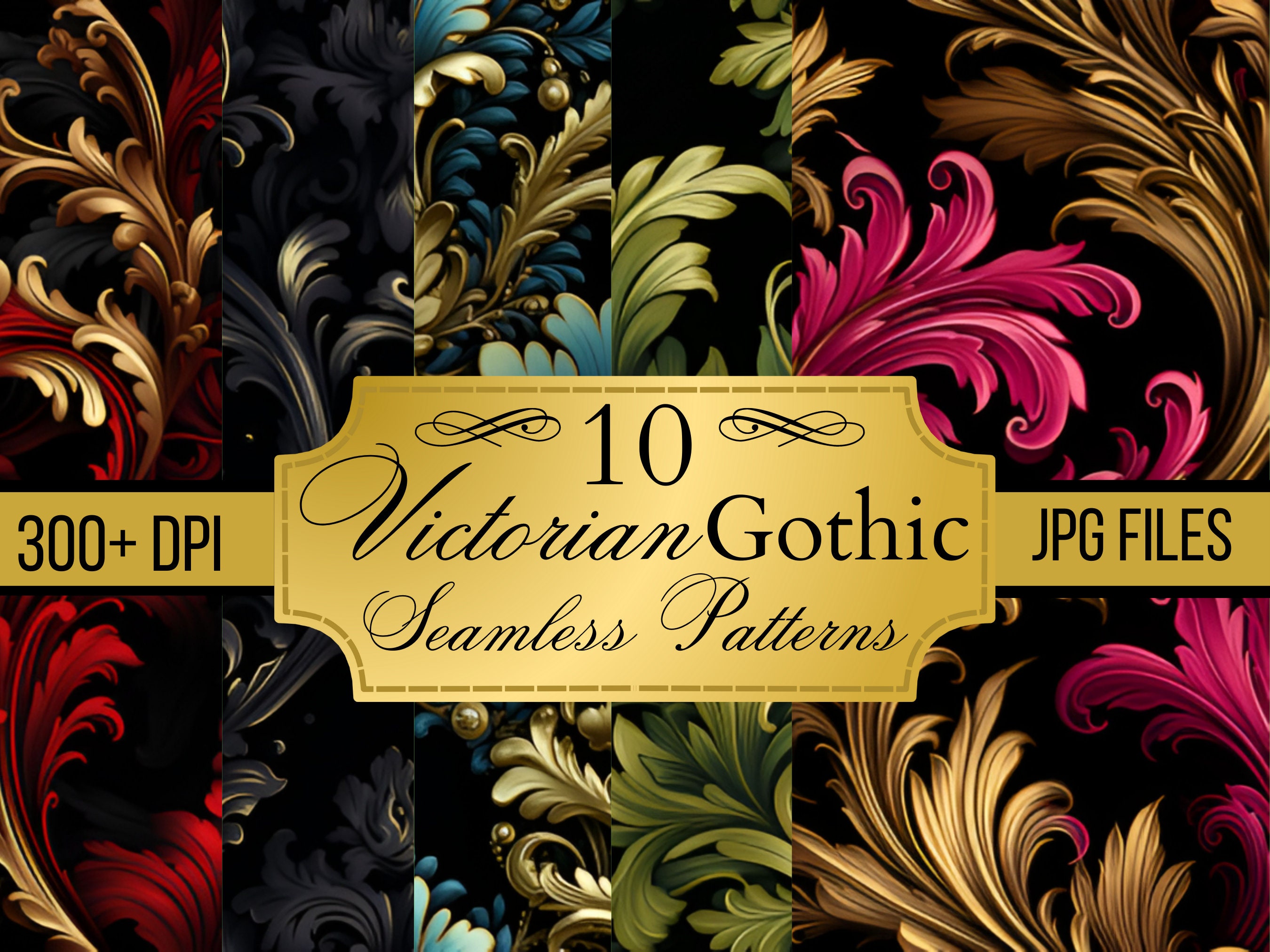 Gothic Wallpaper, Seamless Gothic Digital Paper, High Resolution 12x12 ...