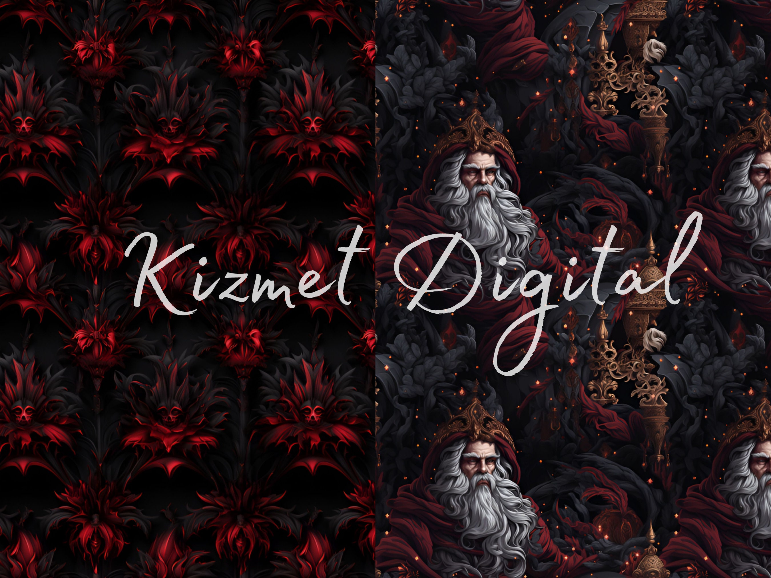 10 Gothic Christmas Wallpapers, Seamless Pattern, Gothic Digital Paper ...