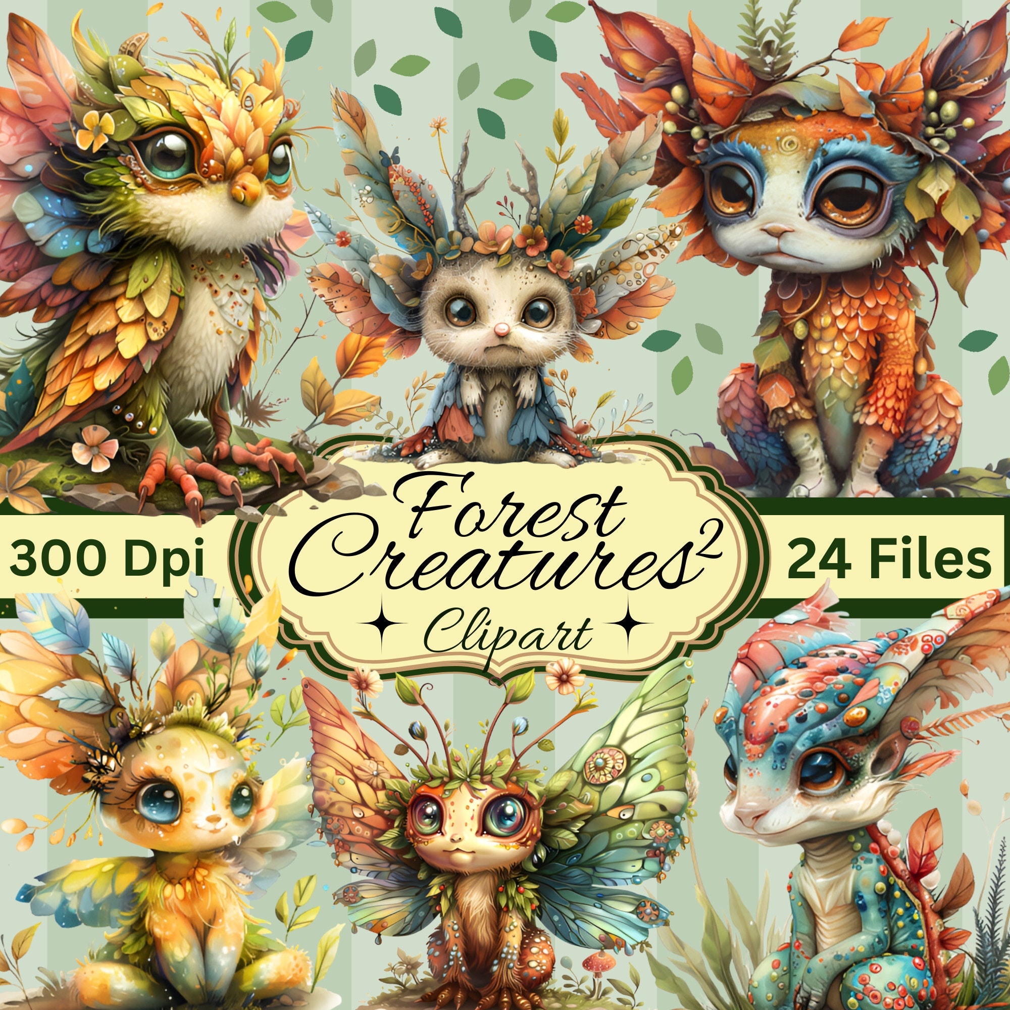 24 Cute Woodland Creatures, Celtic, Fantasy Clipart, Fun Digital ...