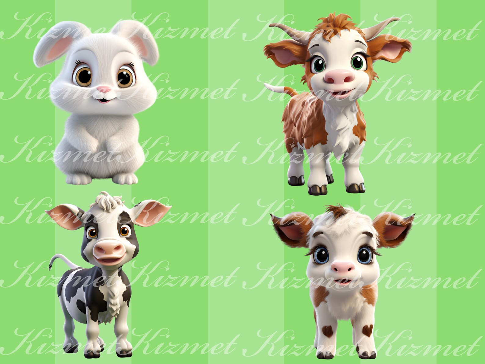 Set of 24- Cute 3D Animals- 3D Clipart PNG Files, Fun Digital Downloads ...