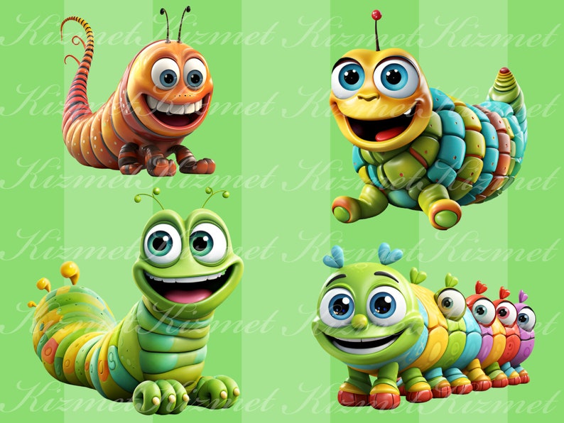 Set of 24- Cute 3D Bugs, Bees, 3D Clipart, PNG Files Fun Digital ...