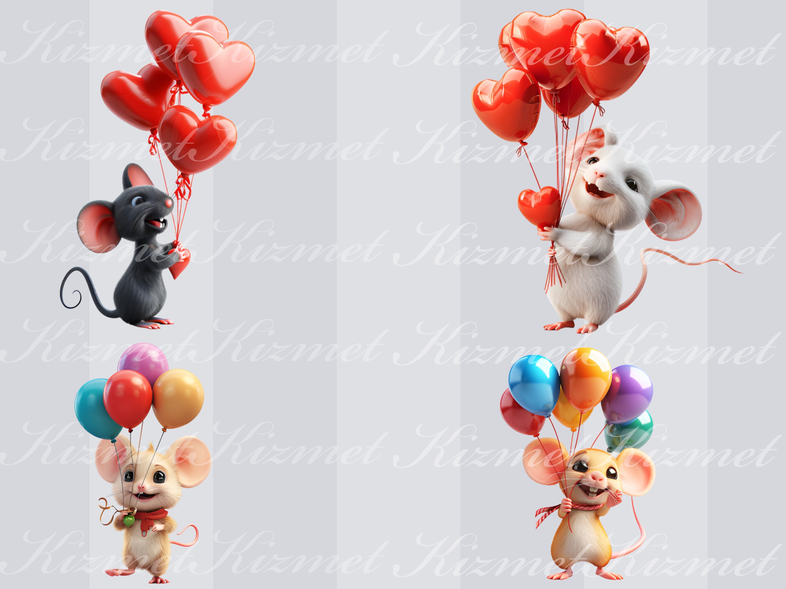 24 Cute 3D Party Animals 3D Clipart PNG Files, Fun Digital Downloads 3D ...