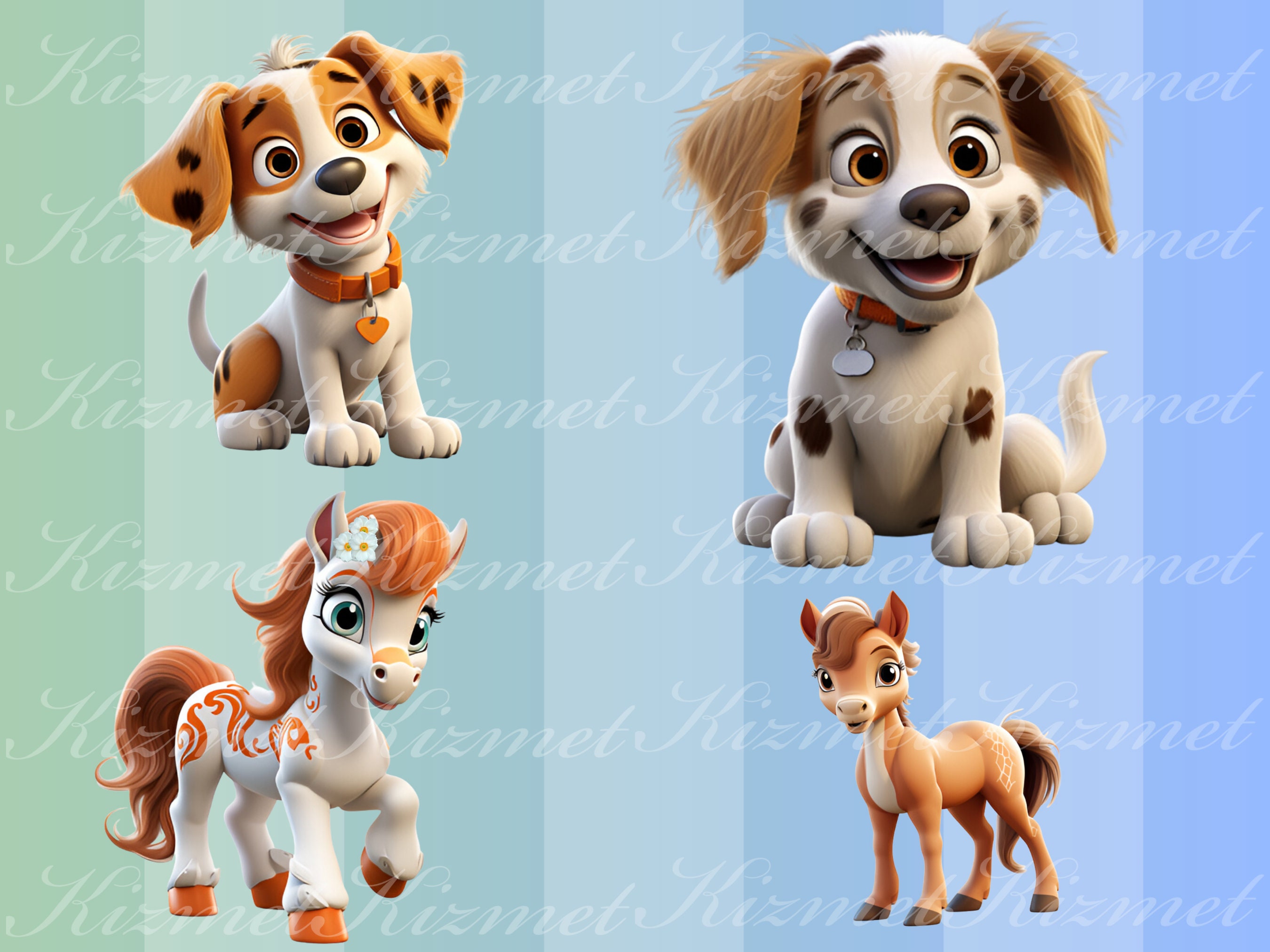 Set of 24- Pets- 3D Clipart PNG Files, Fun Digital Downloads, 3D Cute ...