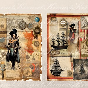 10 Pirate Themed Junk Journal Printable Pages Collage Sheets High ...