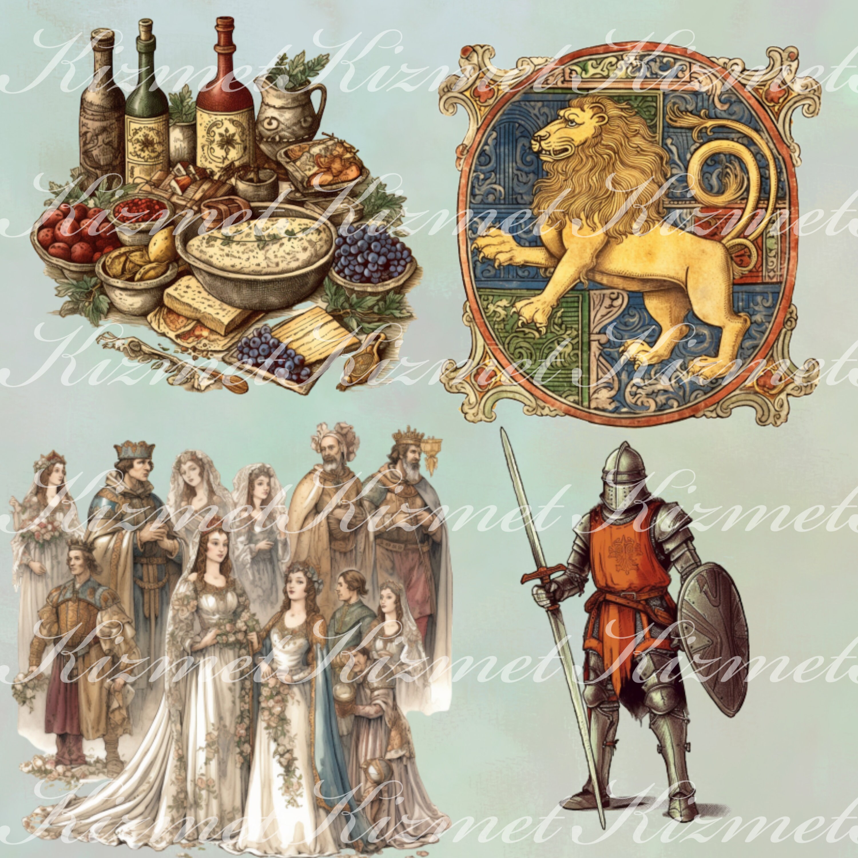 Medieval and Renaissance Themed Clipart 2 300 Dpi 24 - Etsy