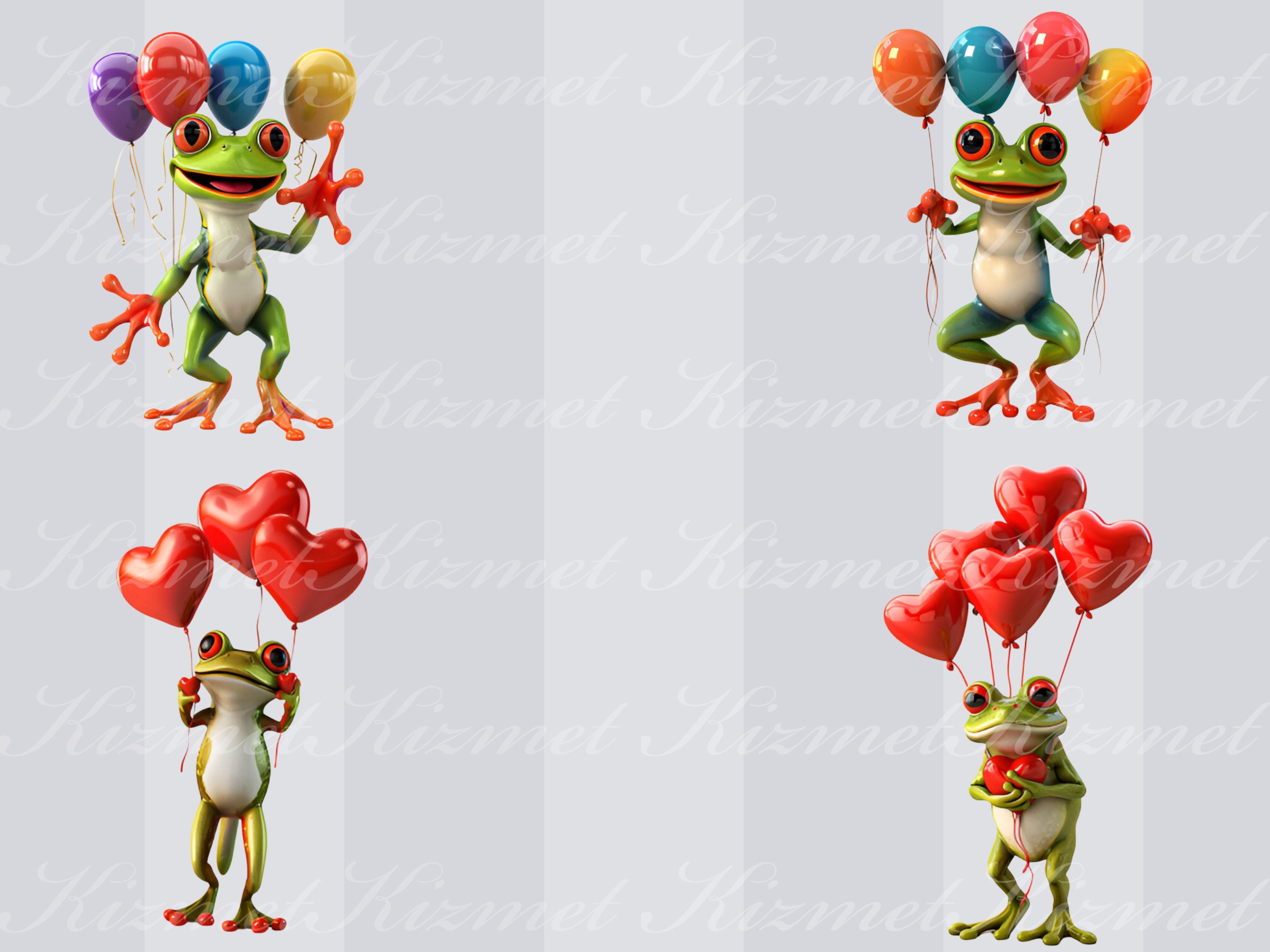24 Cute 3D Party Animals 3D Clipart PNG Files, Fun Digital Downloads 3D ...