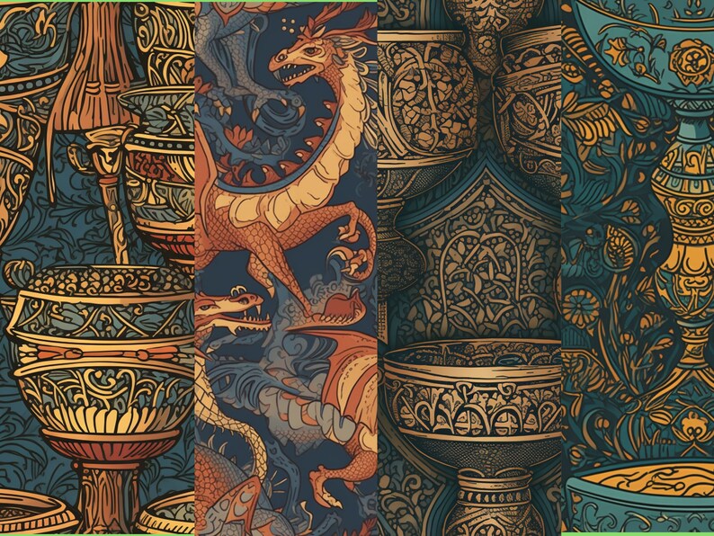 Medieval/renaissance Themed Seamless Pattern, Digital Download Paper ...