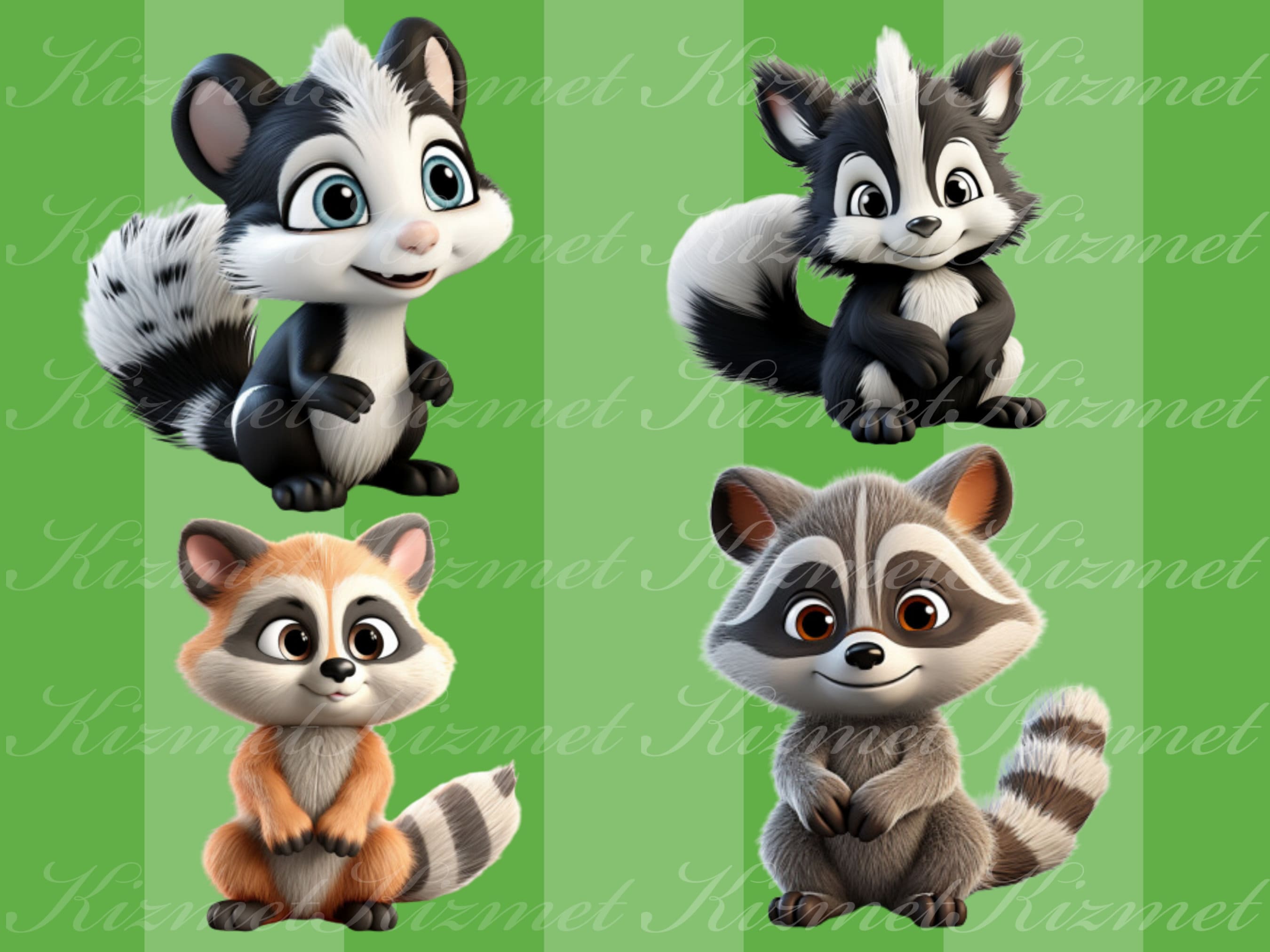 Set of 24 Forest Animals 3D Clipart PNG Files, Fun Digital Downloads 3D ...