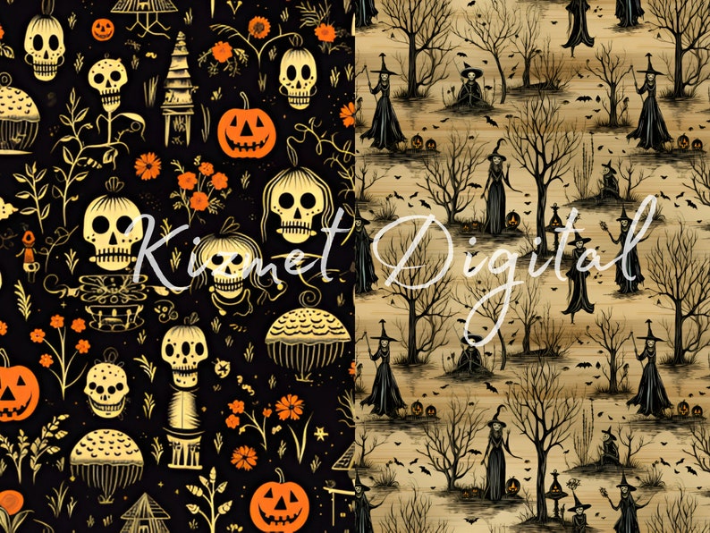 10 Vintage Halloween Seamless Patterns 12x12 Digital Papers - Etsy