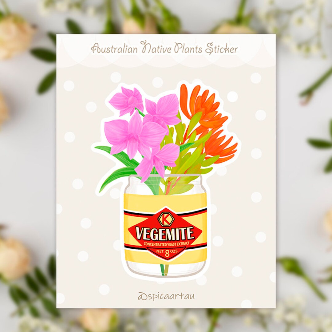 Australian Native Flowers in Vintage Vegemite Jar, Die-cut Vinyl ...