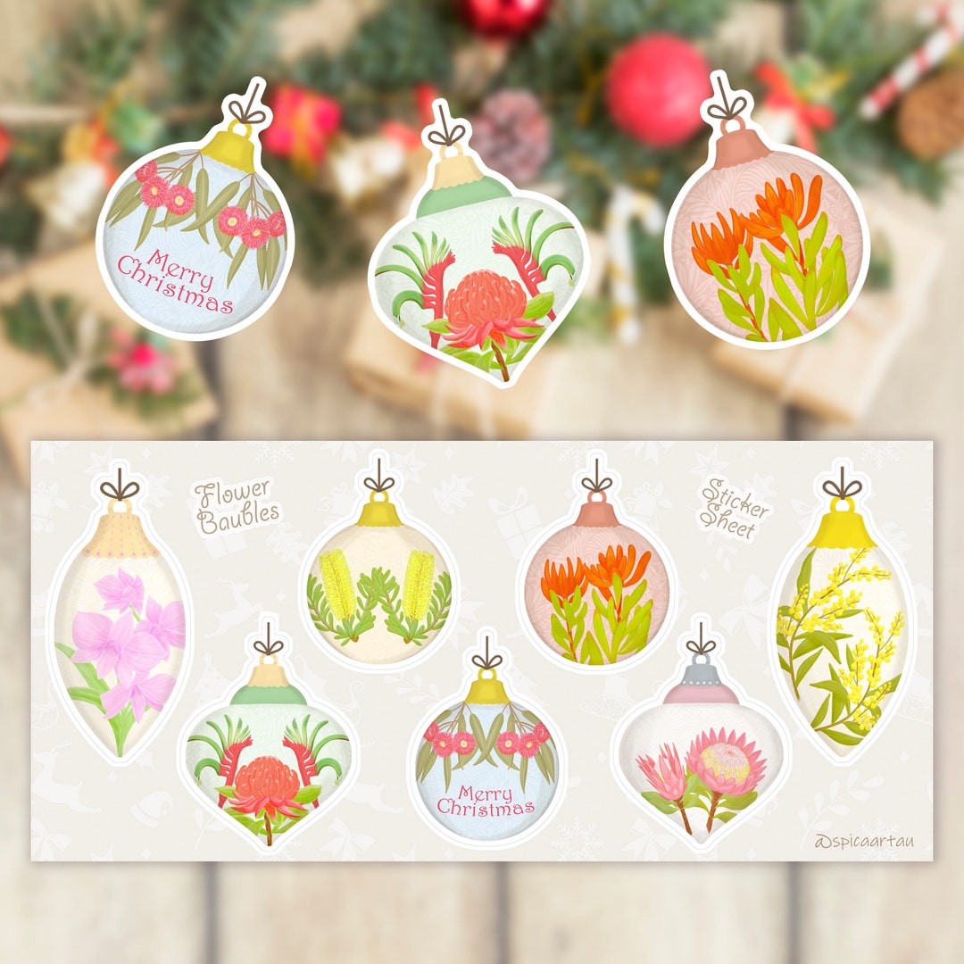 Australian Native Flower Baubles Glossy Vinyl Sticker Sheet - Etsy
