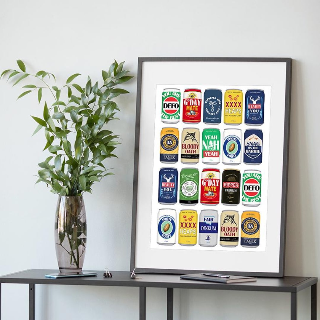 Aussie Slangs Beer Can Print, Aussie Beer Can Print, Aussie Art Print ...