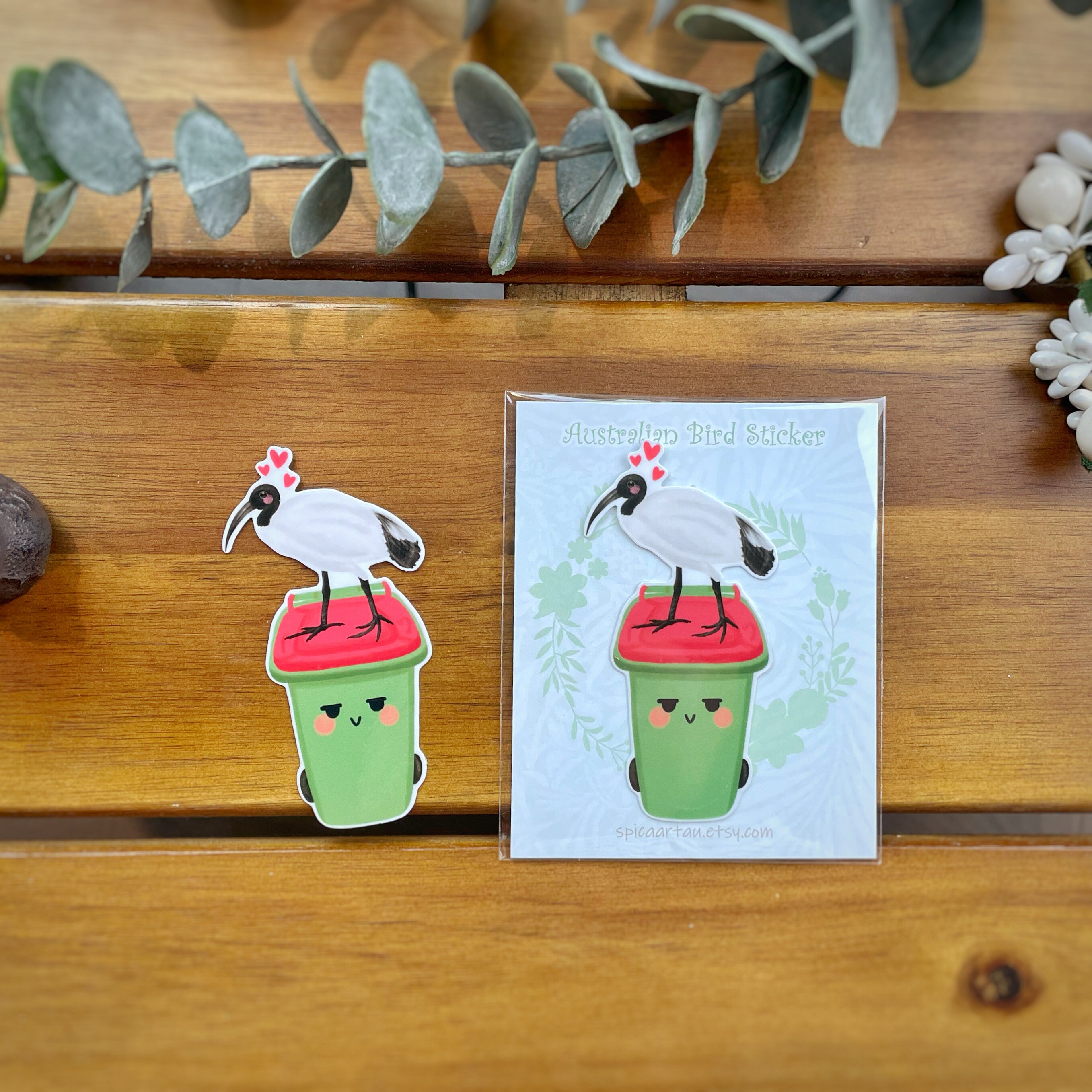 Ibis Bin Chicken & Wheelie Bin, Die-cut Vinyl Sticker, Australian Bird ...