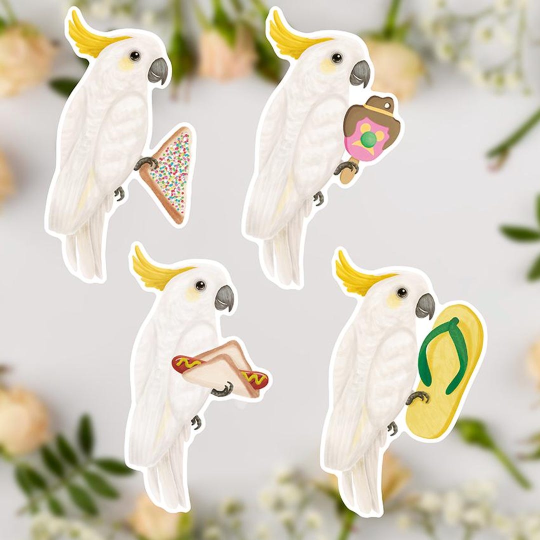 Sulphur-crested Cockatoo Vinyl Sticker, Australian Bird Waterproof ...