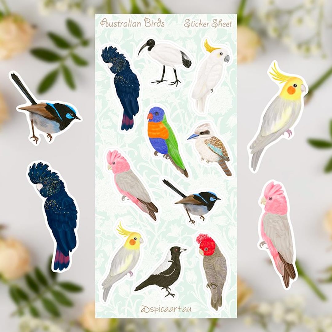 Australian Birds, Vinyl Sticker Sheet, Kiss-cut Stickers, Australian ...