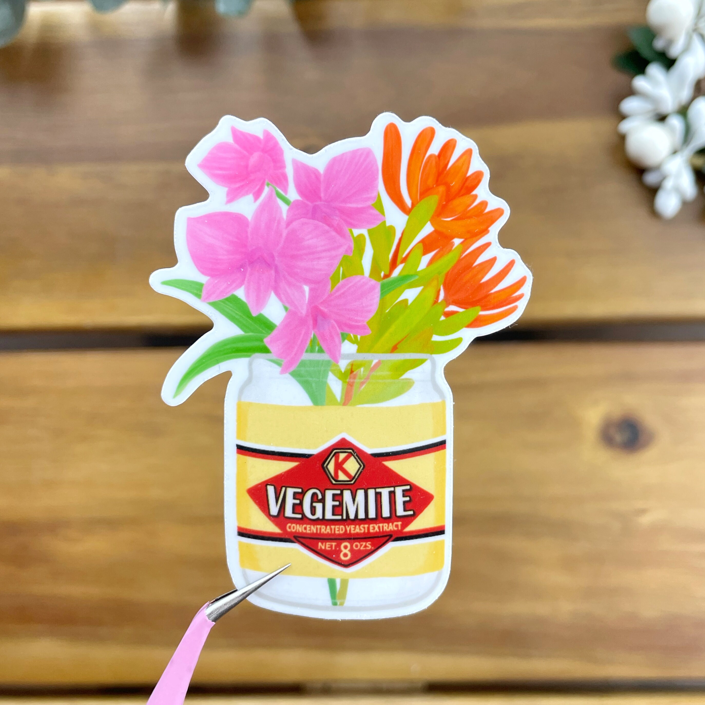 Australian Native Flowers in Vintage Vegemite Jar, Die-cut Vinyl ...