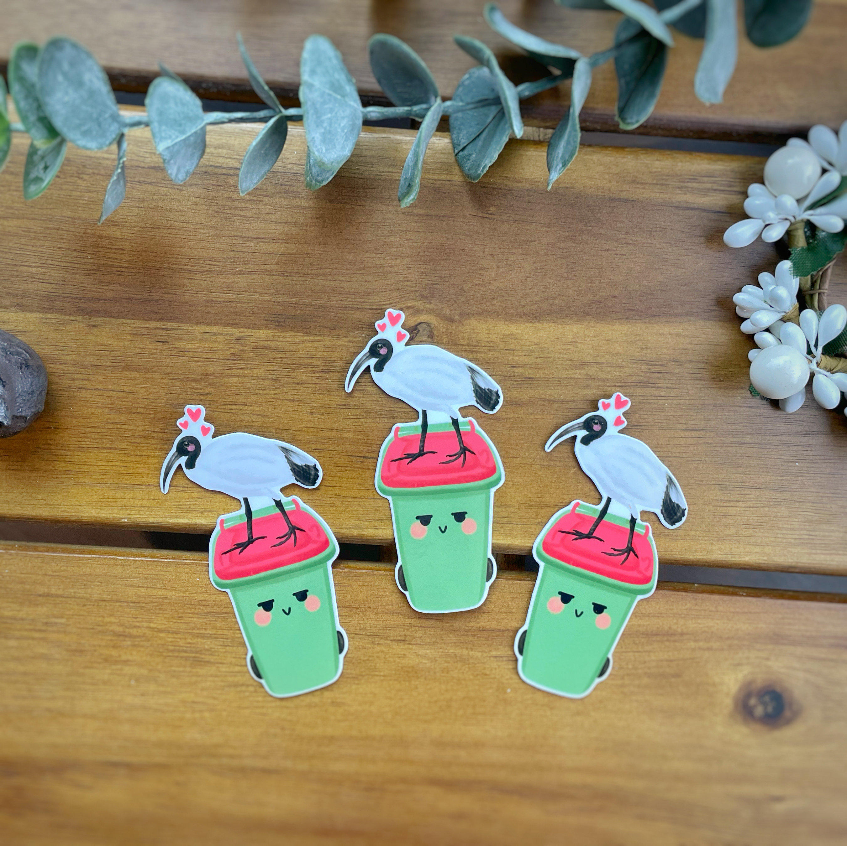 Ibis Bin Chicken & Wheelie Bin, Die-cut Vinyl Sticker, Australian Bird ...