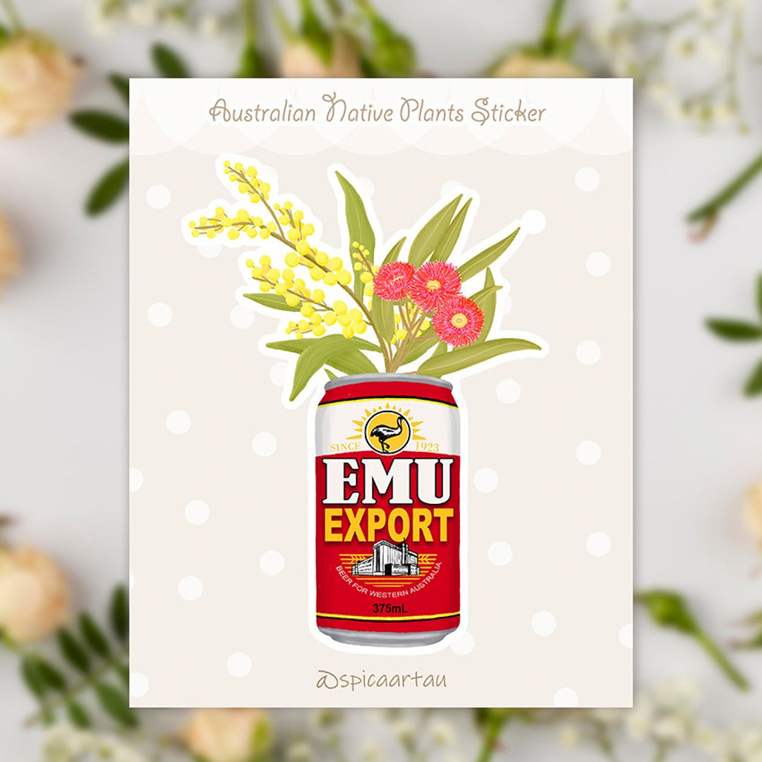 Australian Native Plants in Emu Export Beer Can, Die-cut Vinyl Sticker ...