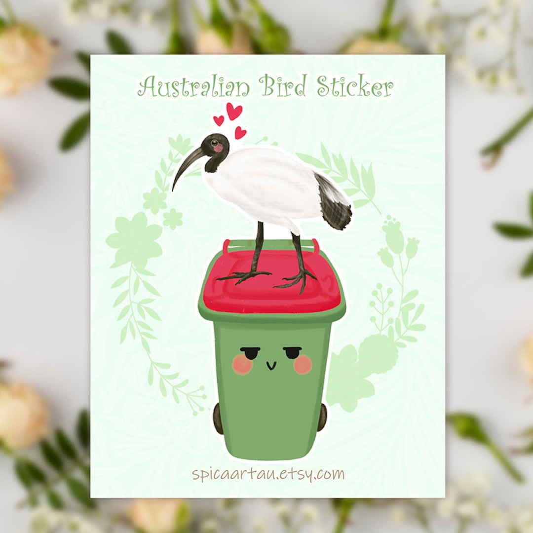 Ibis Bin Chicken & Wheelie Bin, Die-cut Vinyl Sticker, Australian Bird ...