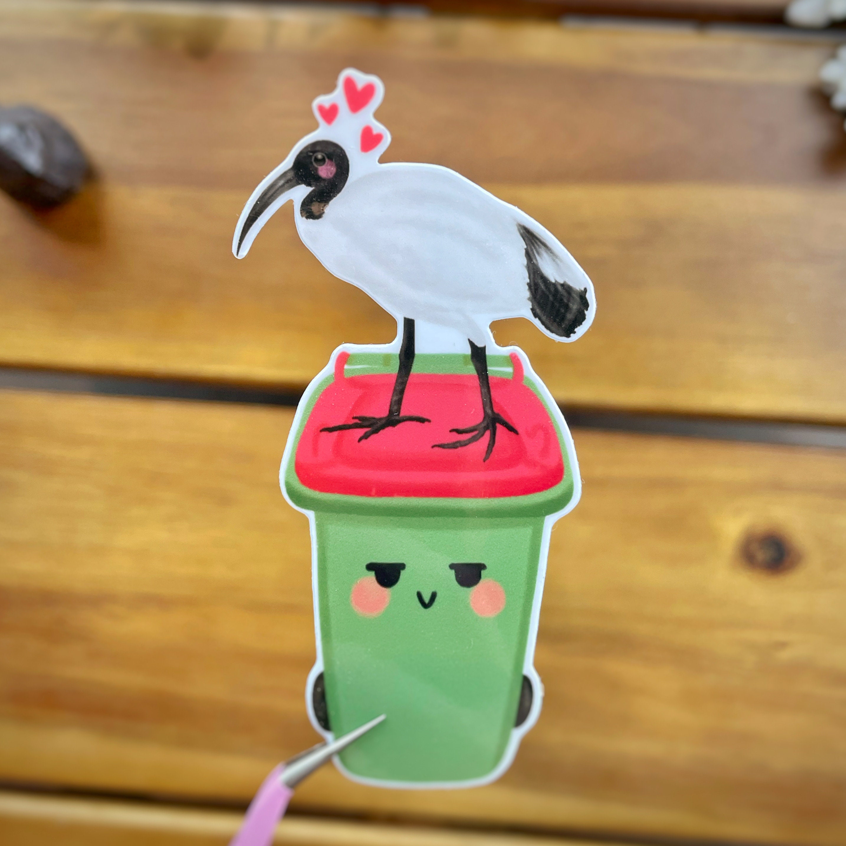 Ibis Bin Chicken & Wheelie Bin, Die-cut Vinyl Sticker, Australian Bird ...