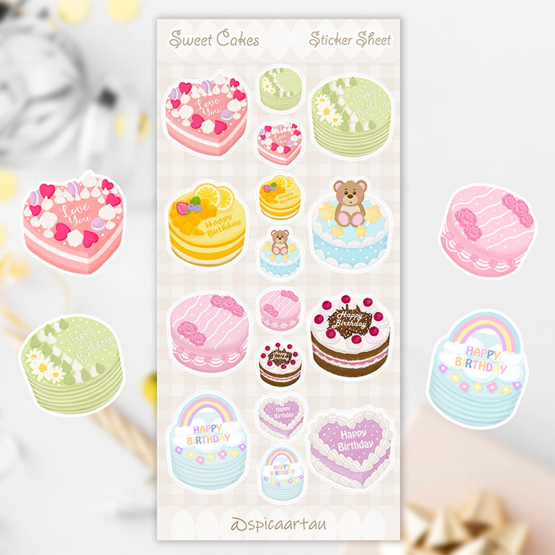 Sweet Cakes Vinyl Sticker Sheet, Birthday Planner Stickers - Etsy