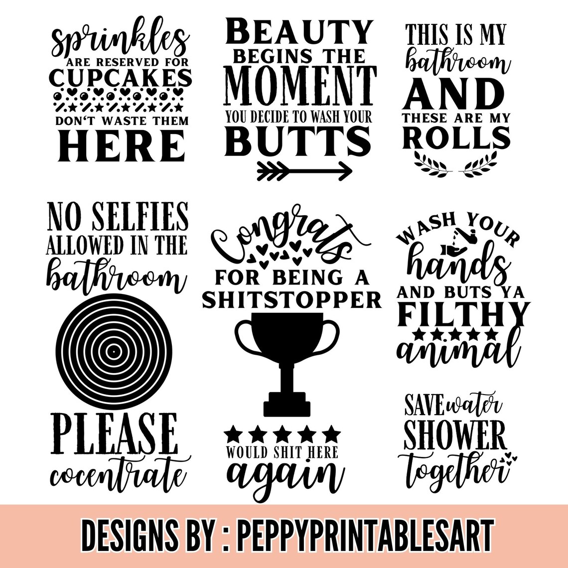 Buy Bathroom SVG Bundle, Bathroom Sign SVG, Funny Bathroom SVG for ...