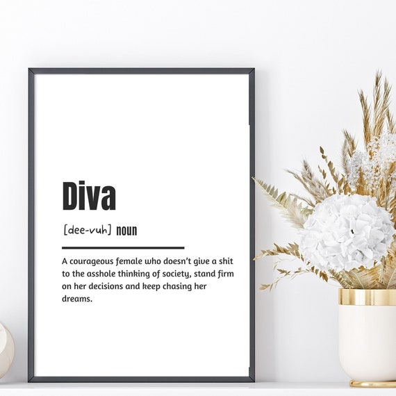 Diva Definition Printable Minimalistic Wall Quote Print - Etsy