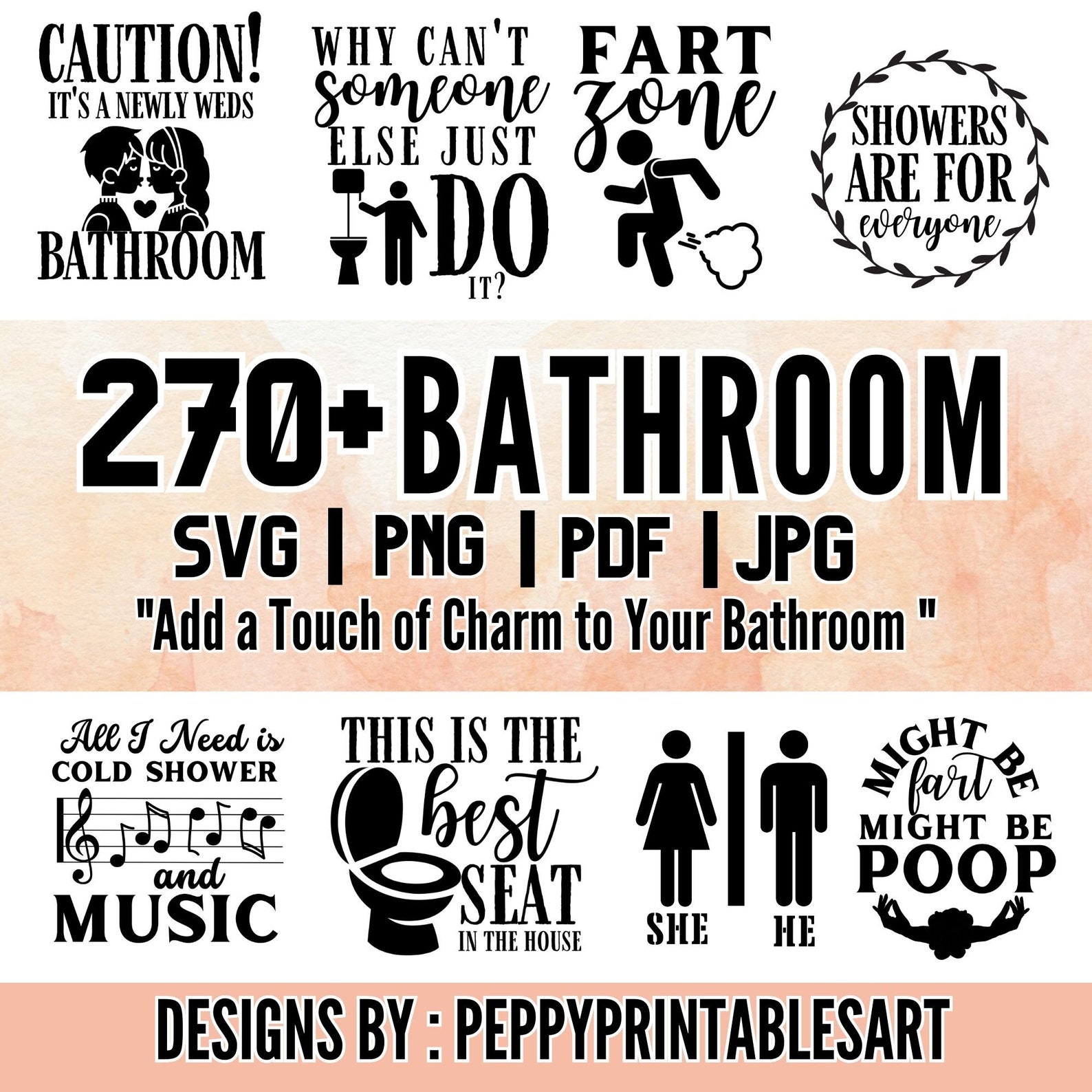 Bathroom SVG Bundle, Bathroom Sign SVG, Funny Bathroom SVG for Cricut ...