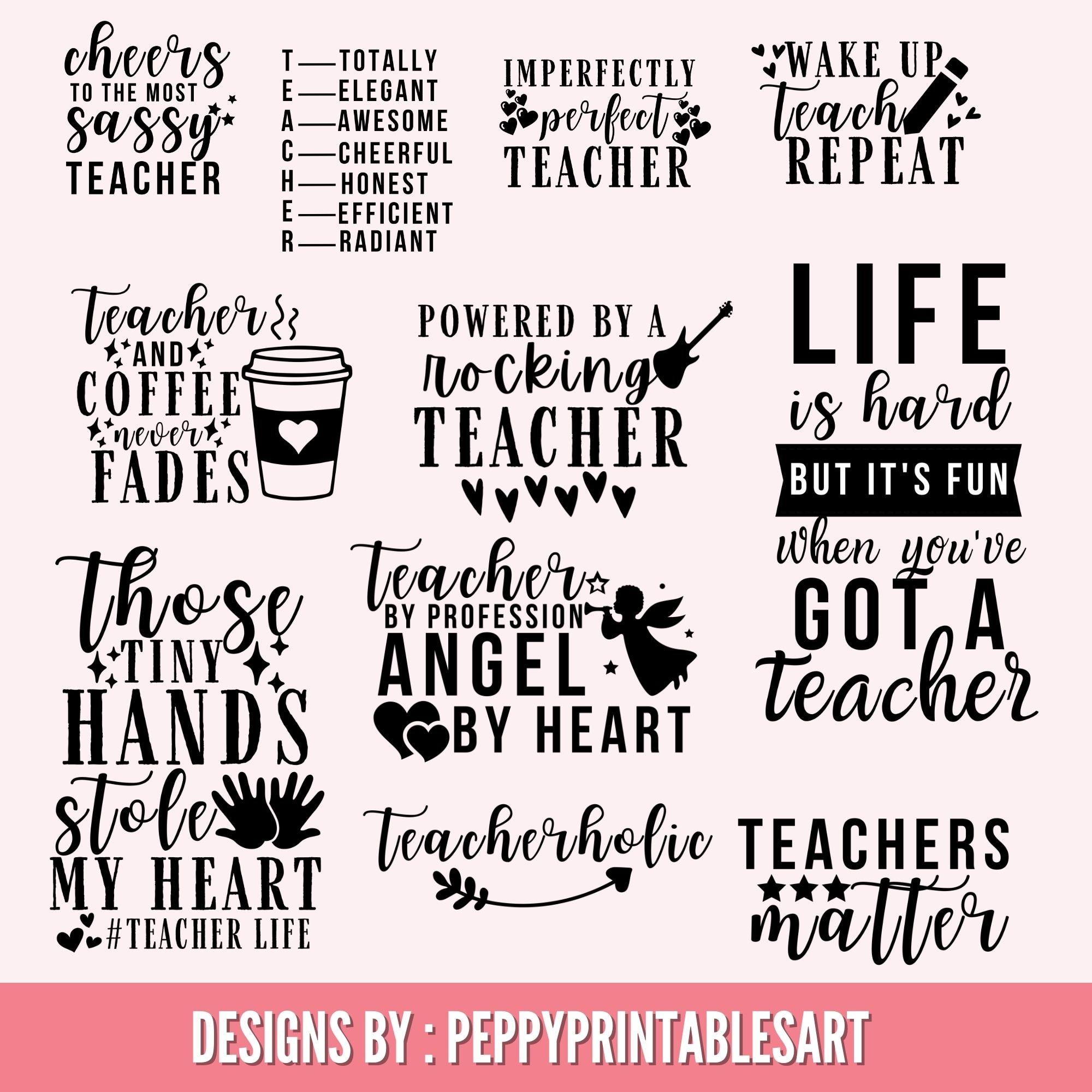 Teacher SVG Bundle, Teacher Quote Svg, Teacher Gift, Teacher Shirt Svg ...