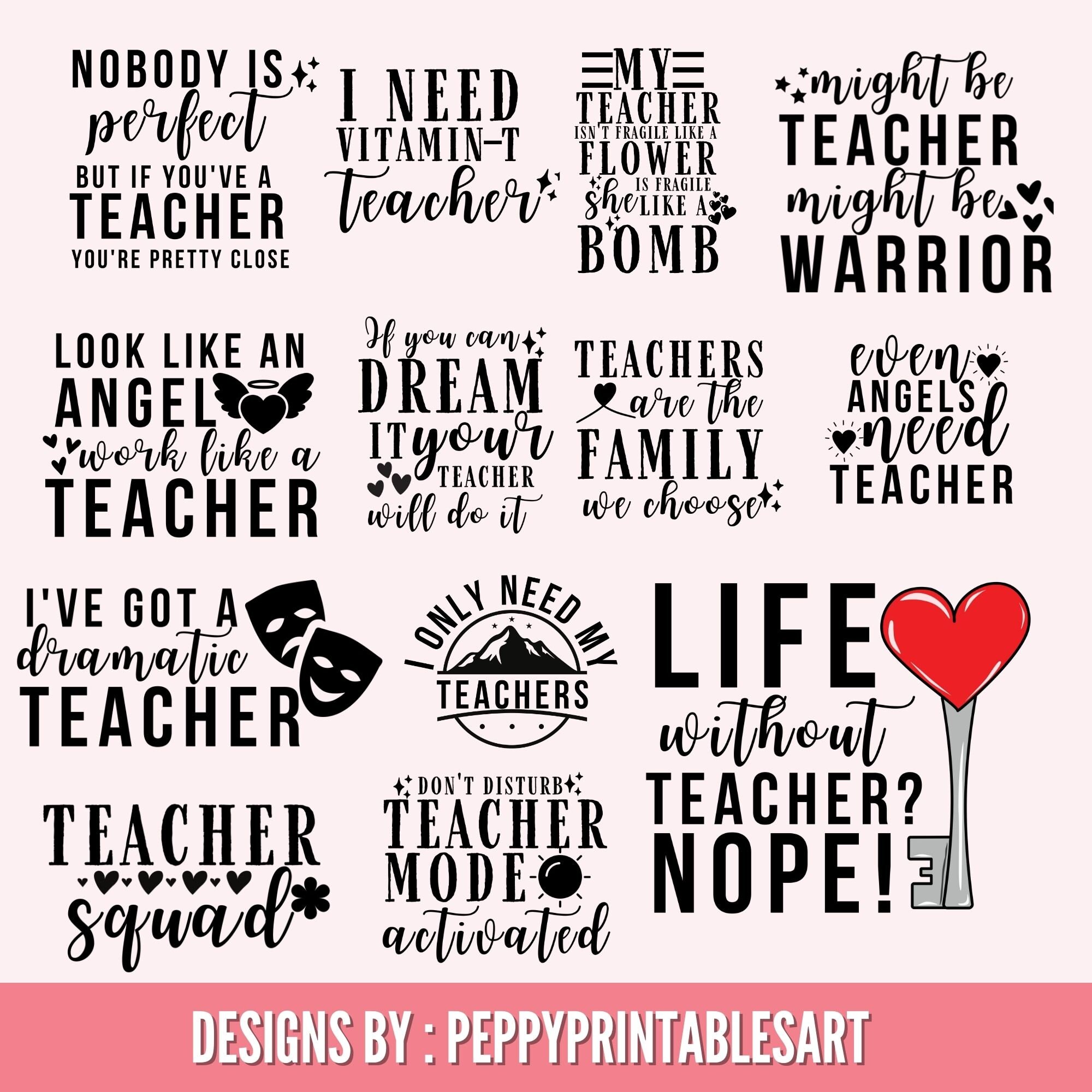 Teacher SVG Bundle, Teacher Quote Svg, Teacher Gift, Teacher Shirt Svg ...