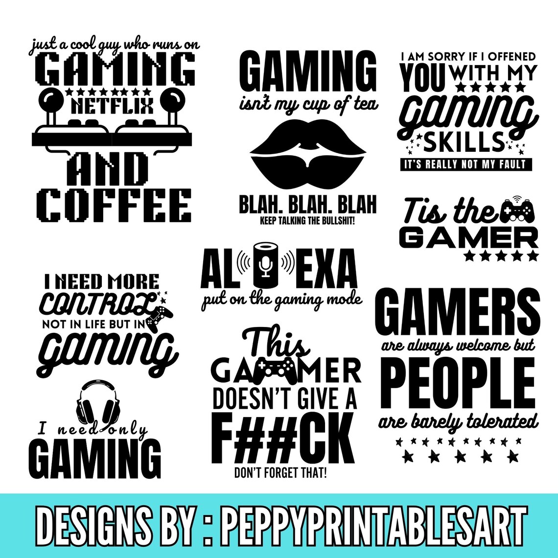 Gaming SVG Bundle, Funny Gamer Svg, Sport Shirt, Sport Gifts, Sport Bag ...