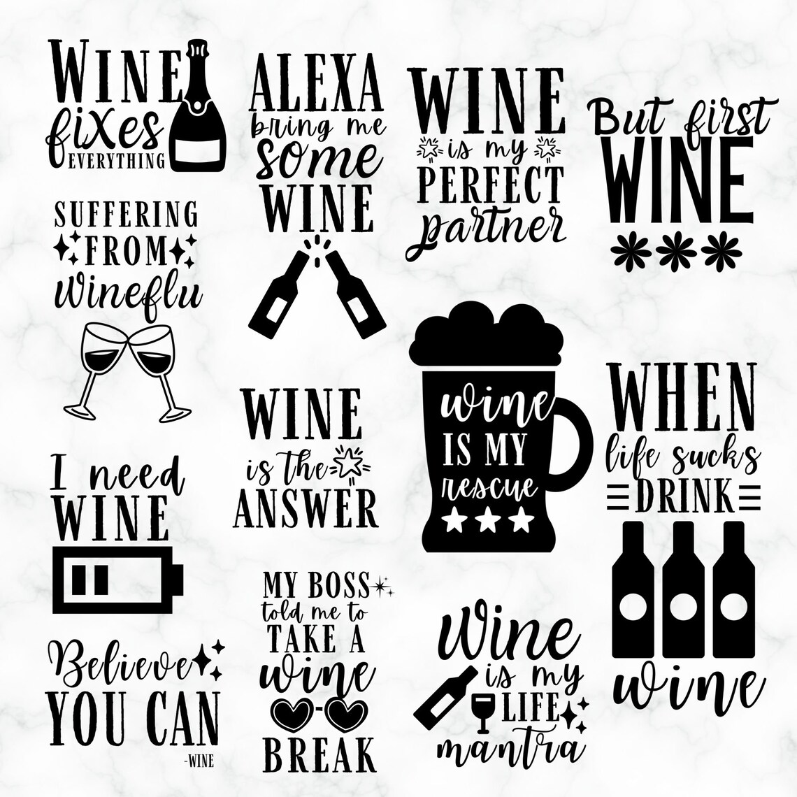 Wine Svg Bundle Wine Svg Alcohol Svg Bundle Wine Quote Svg Wine Cut Files Files For Cricut