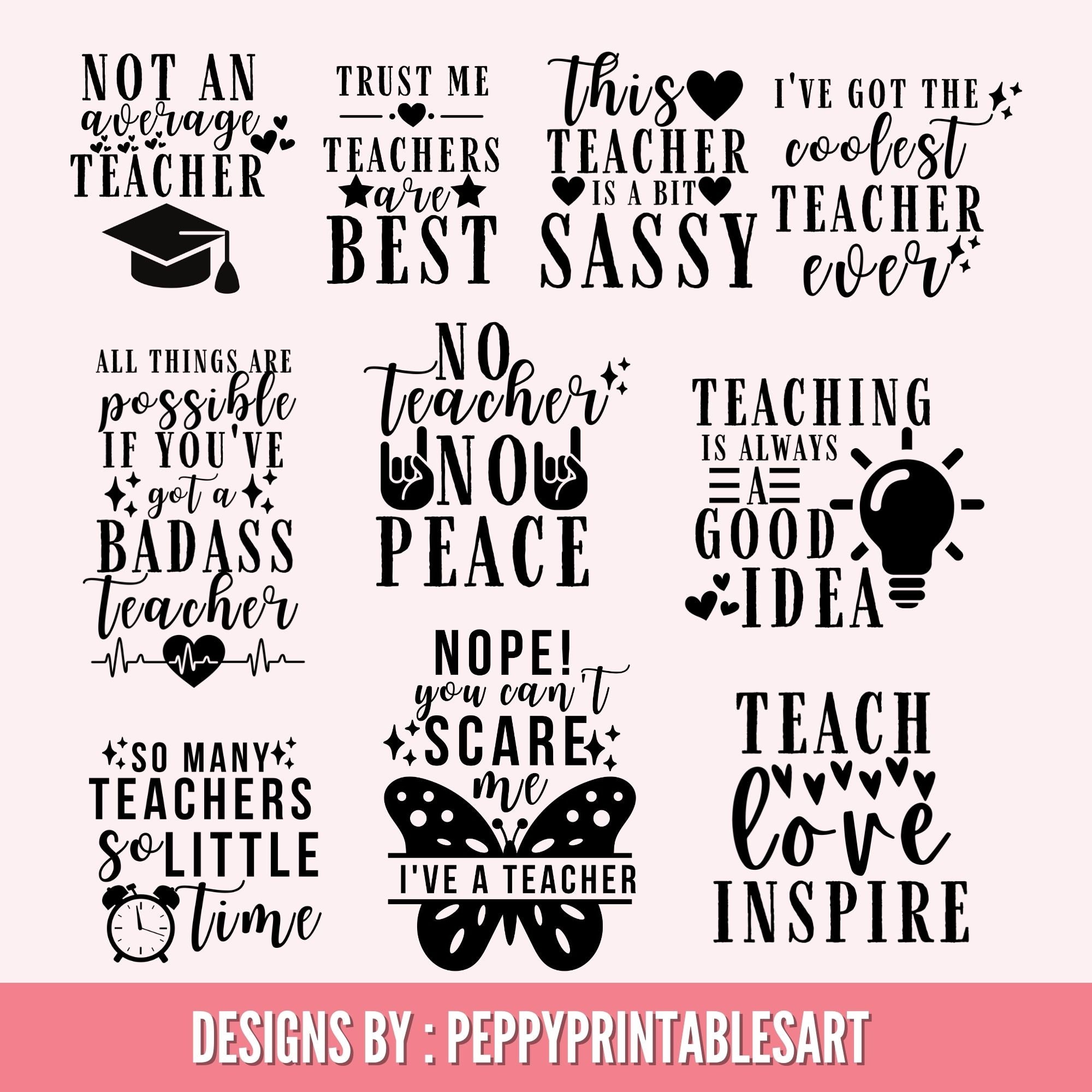 Teacher SVG Bundle, Teacher Quote Svg, Teacher Gift, Teacher Shirt Svg ...