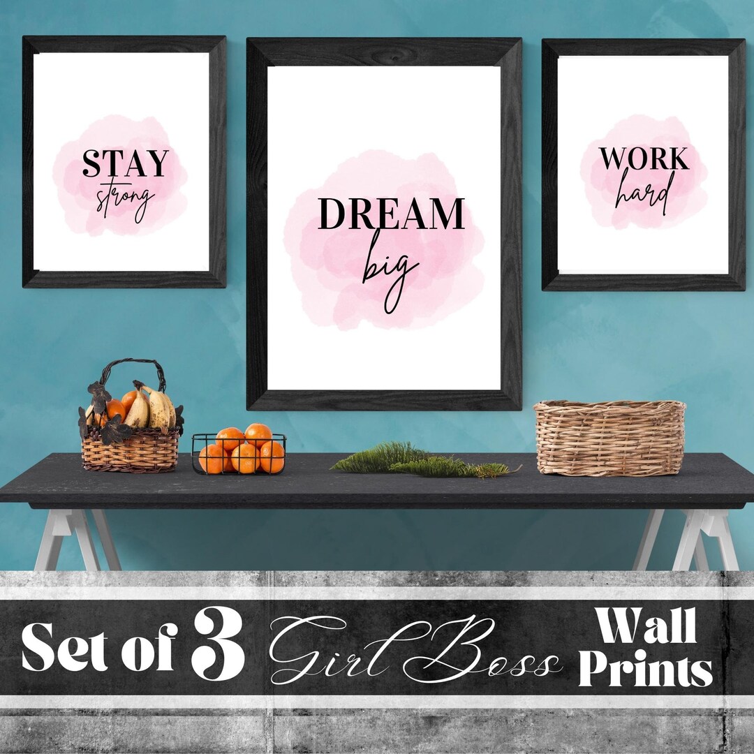 Set of 3 Boss Babe Motivational Wall Quotes Prints, Feminist Poster ...