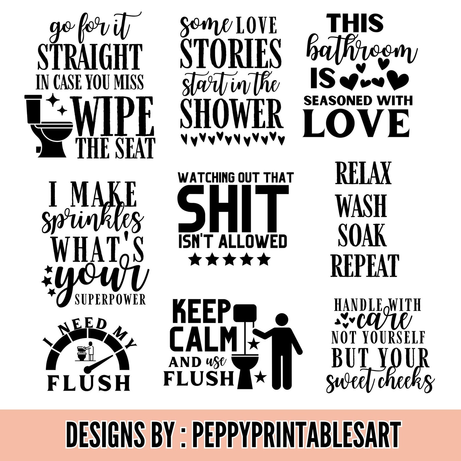 Buy Bathroom SVG Bundle, Bathroom Sign SVG, Funny Bathroom SVG for ...