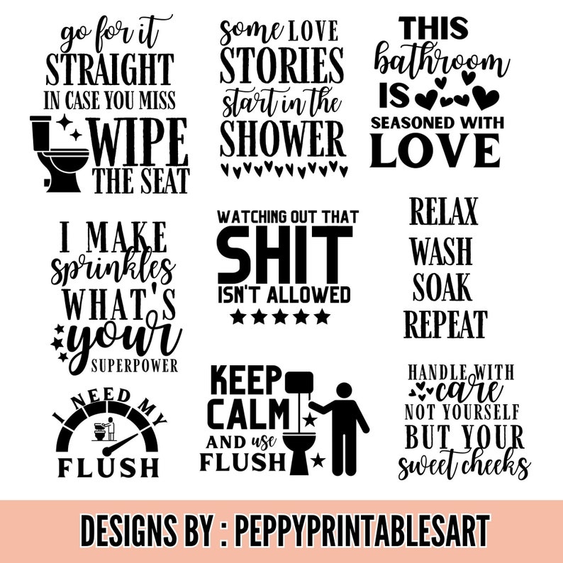 Buy Bathroom SVG Bundle, Bathroom Sign SVG, Funny Bathroom SVG for ...