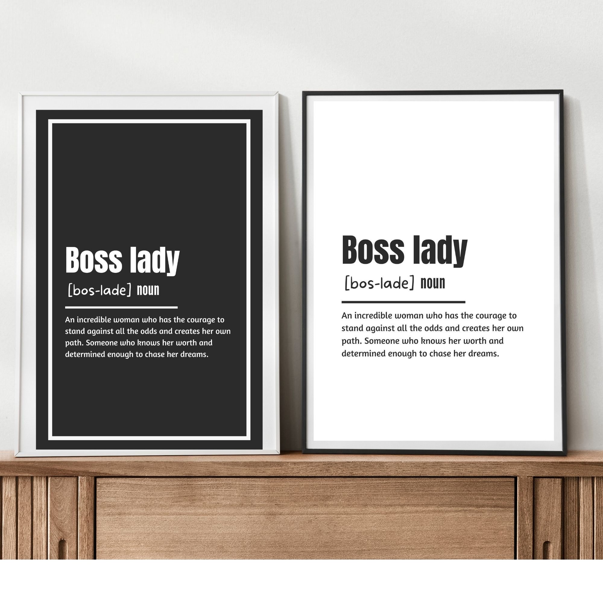 Boss Lady Definition Print, Inspirational Wall Quote, Boss Babe ...