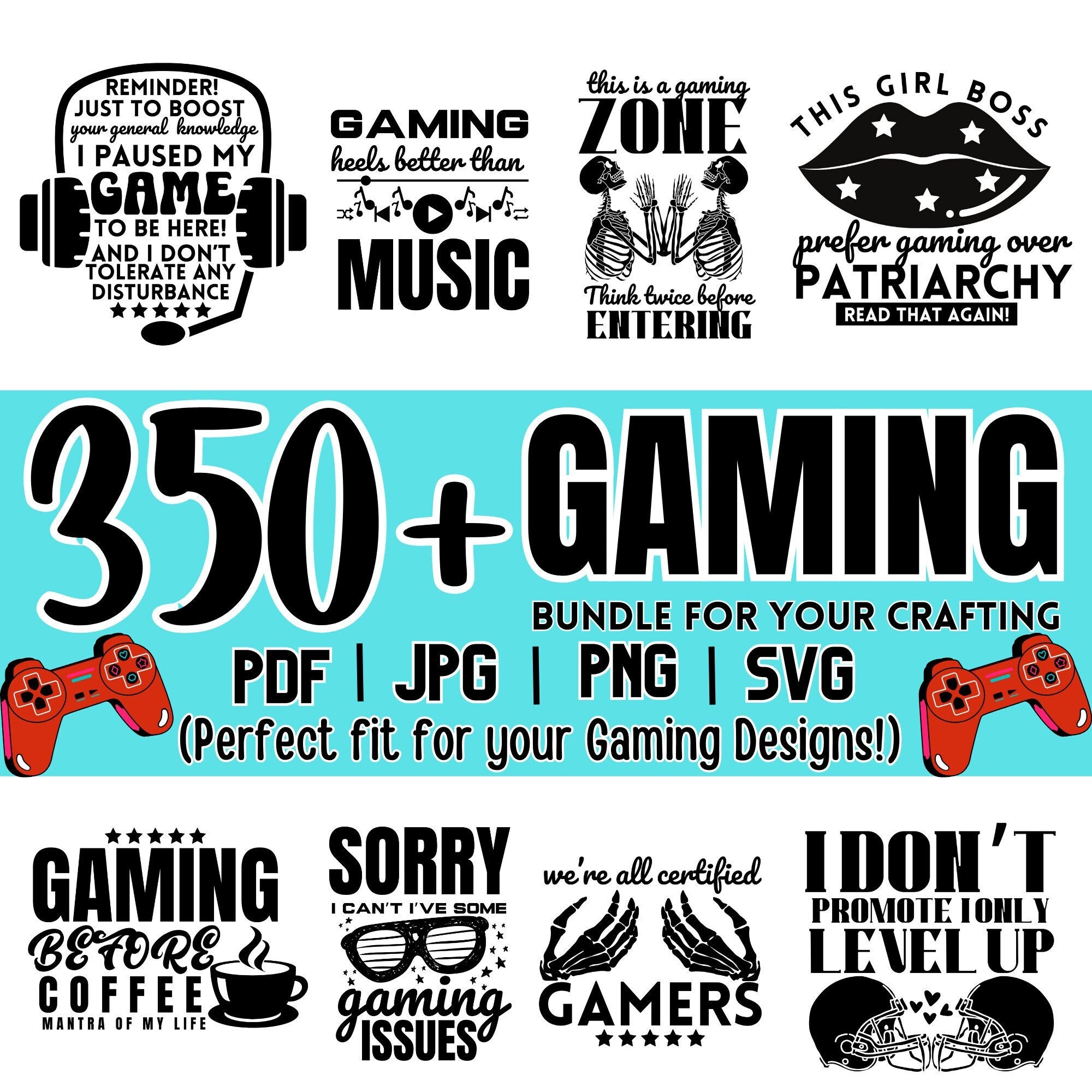 Gaming SVG Bundle, Funny Gamer Svg, Sport Shirt, Sport Gifts, Sport Bag ...