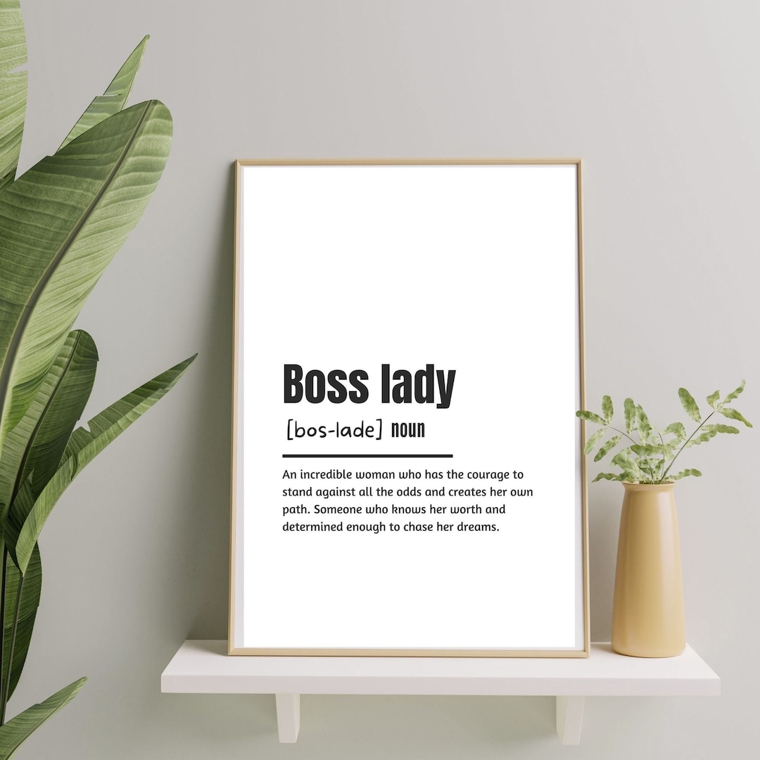 Boss Lady Definition Print, Inspirational Wall Quote, Boss Babe ...