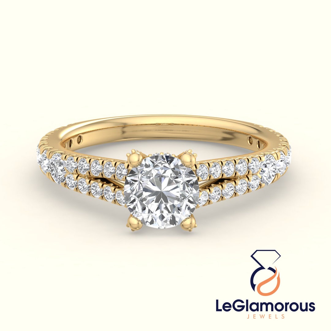 Round Lab Grown Diamond Engagement Ring, Lab Created Diamond Wedding ...