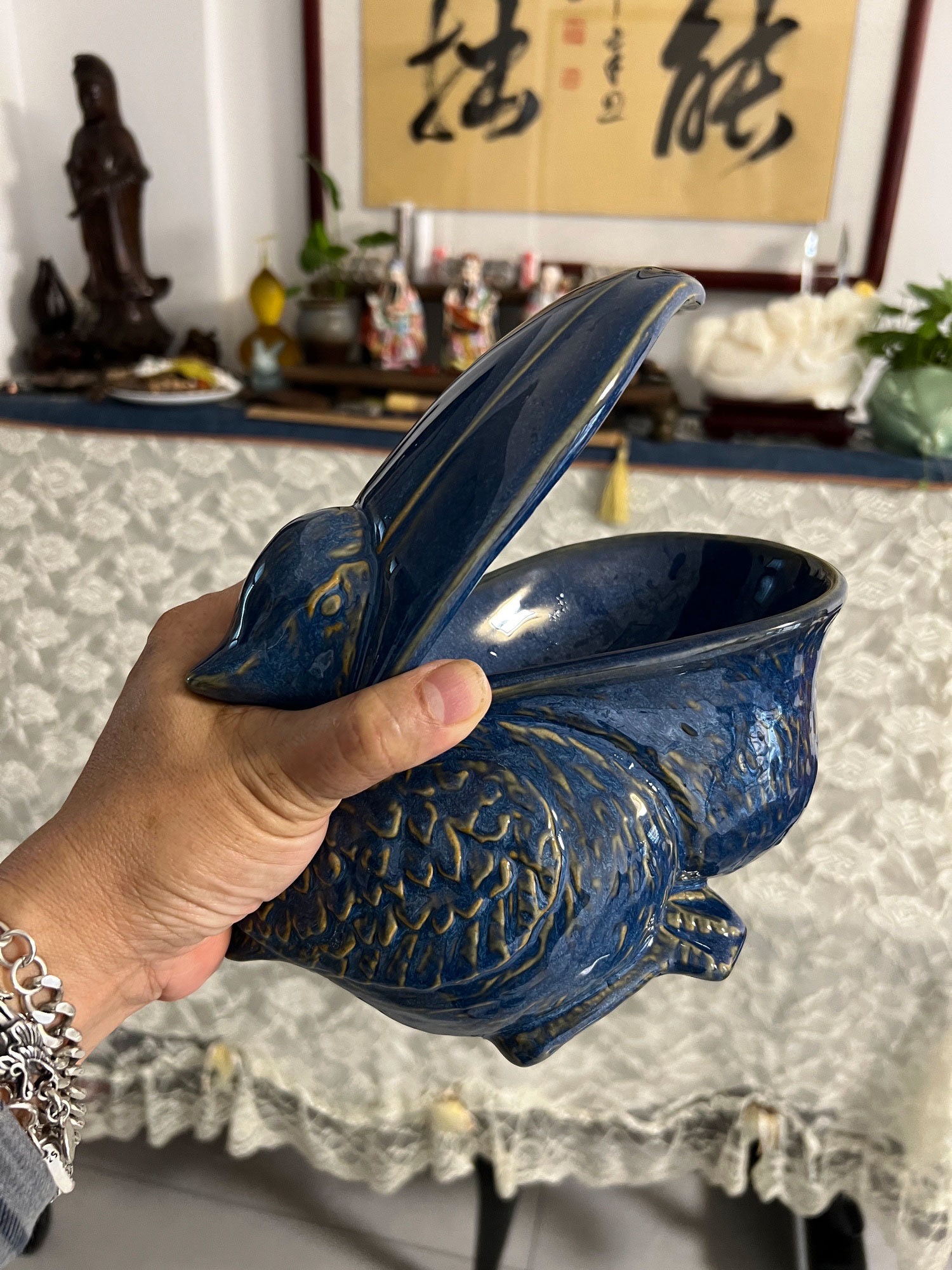 Ceramic Pelican Statue / Porcelain Pelican Figurine Pottery / - Etsy