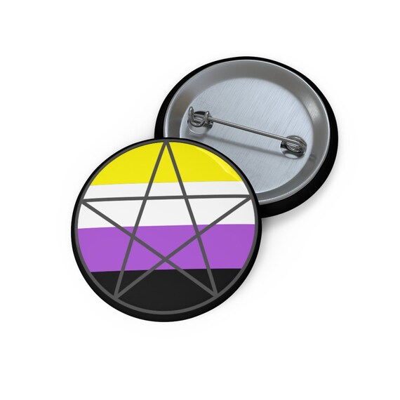 Non-binary and Pentagram Pride Pin Button | Etsy