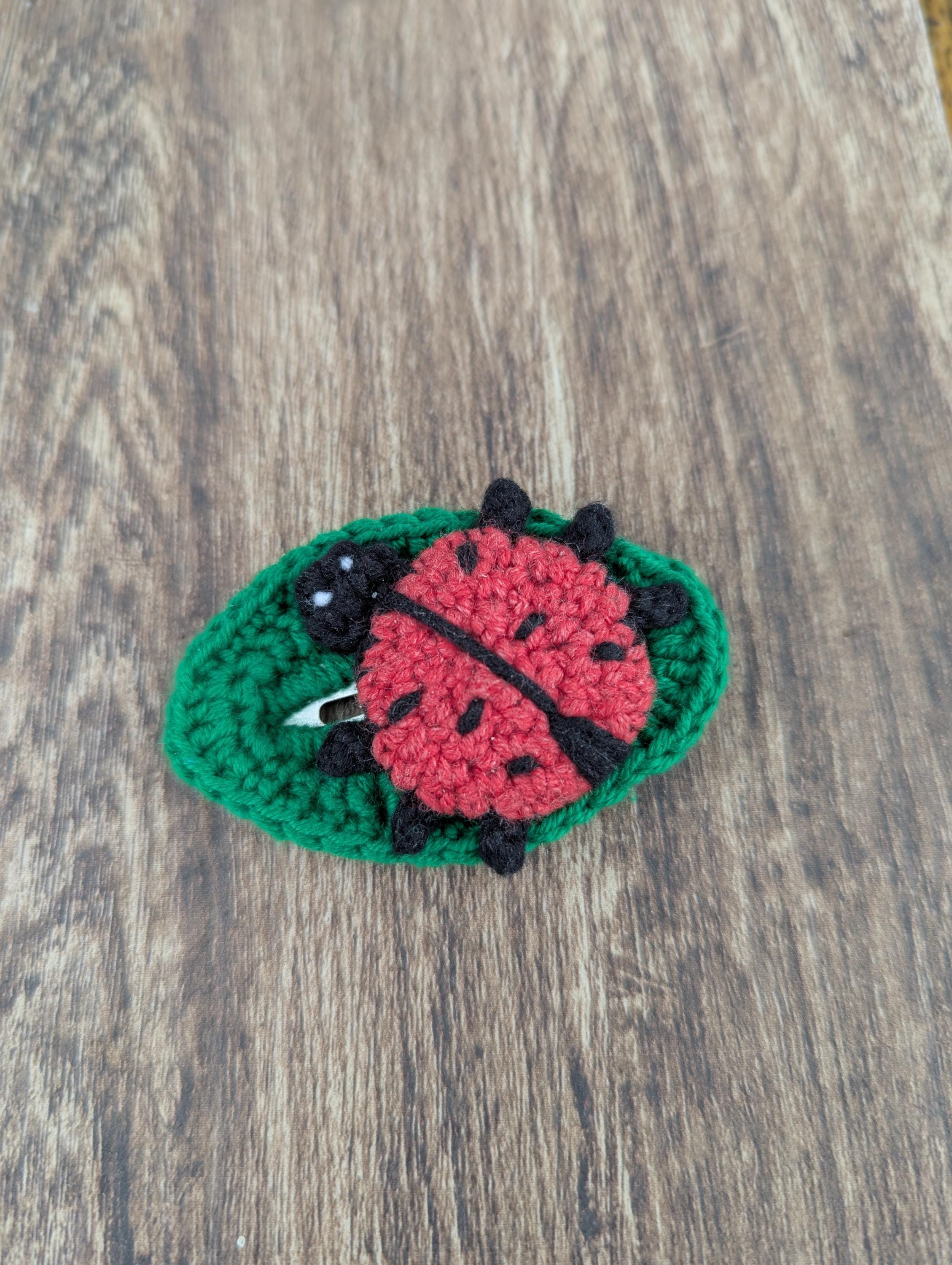 Ladybug Crochet Hair Clip – PDF Pattern Ladybug Hair Pin.use It as a ...