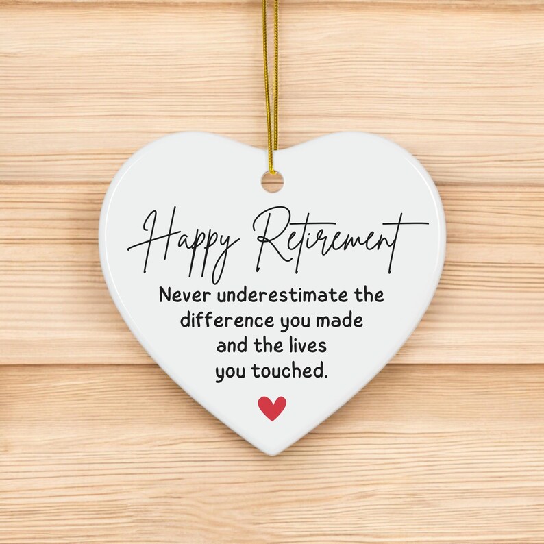 Happy Retirement, Ceramic Heart Shape Ornament, Happy Retirement ...