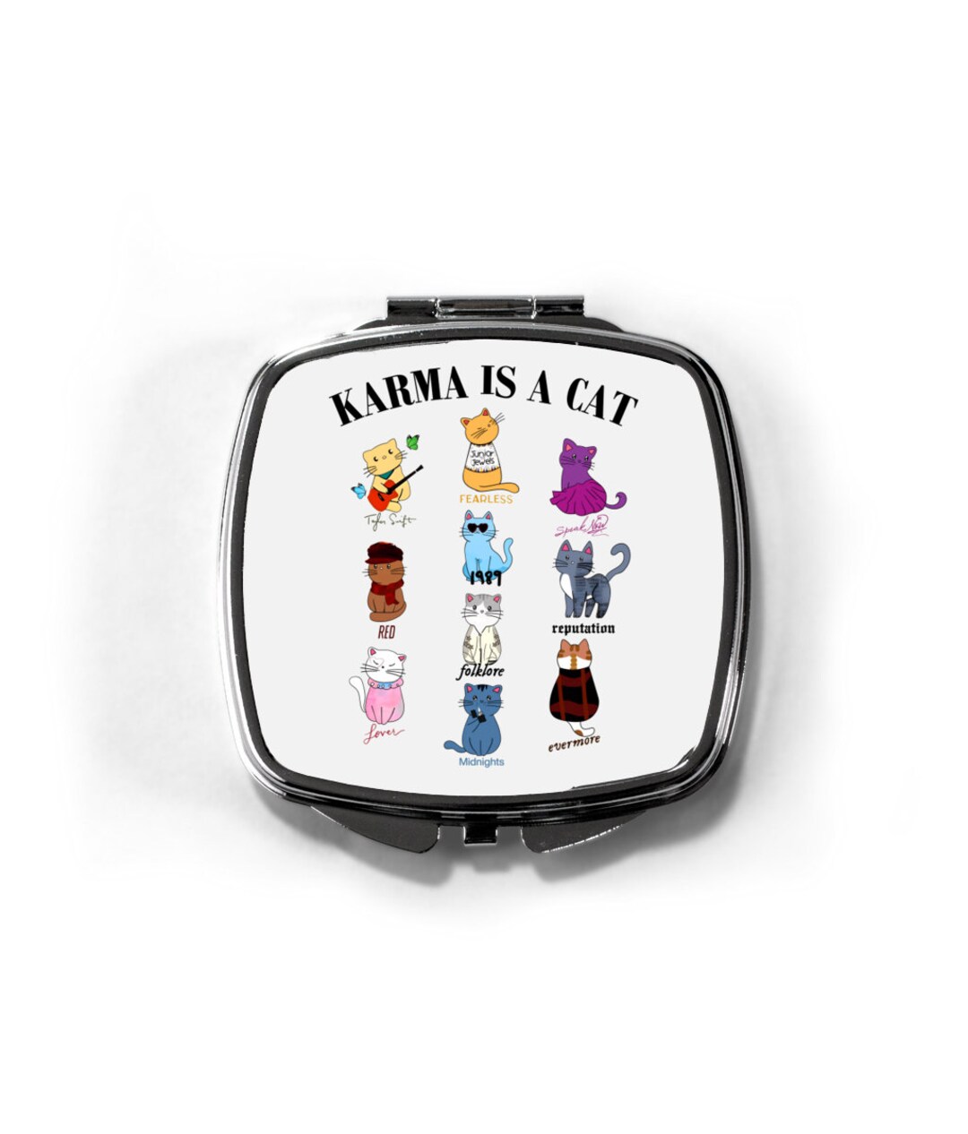 Compact Mirror Karma is A Cat Large Tota Bag by Embarrassing Dad Uk.com ...