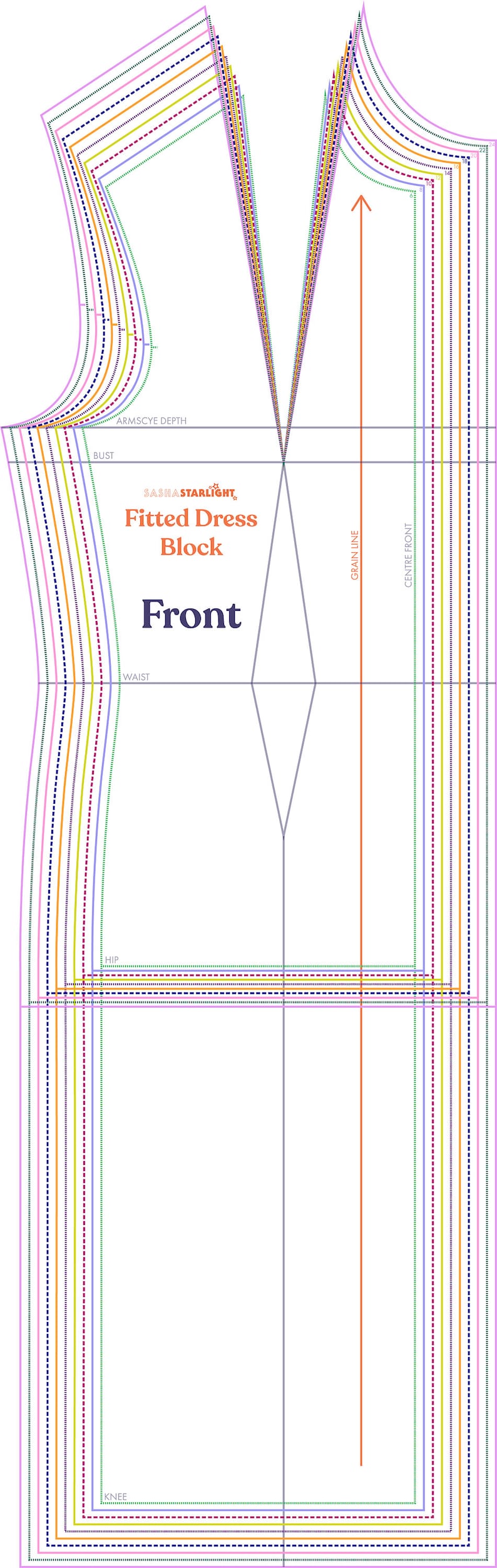 Dress Block PATTERN - 10 Sizes - XXS-4XL - Instant Digital Download PDF ...