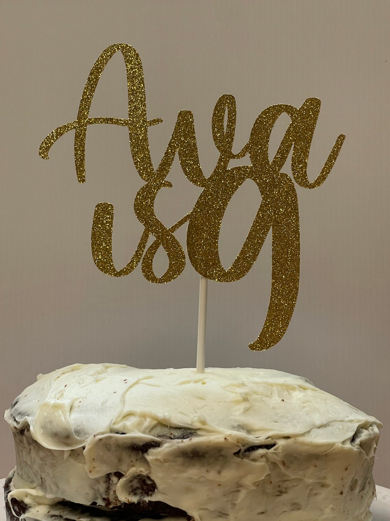 Custom Cake Topper | Glitter Cake Topper | Happy Birthday Name Cake ...