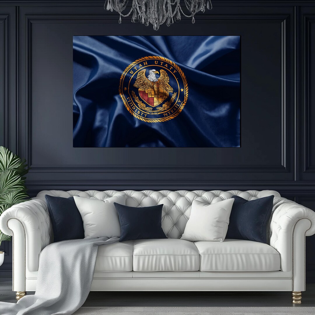 Utah State Flag Inspired Wall Art – Bald Eagle Emblem Print–vintage ...
