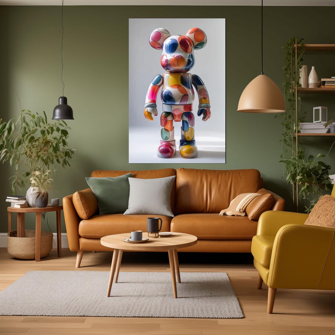 Abstract Colorful Bearbrick Figure Art - Modern Pop Culture Collectible ...